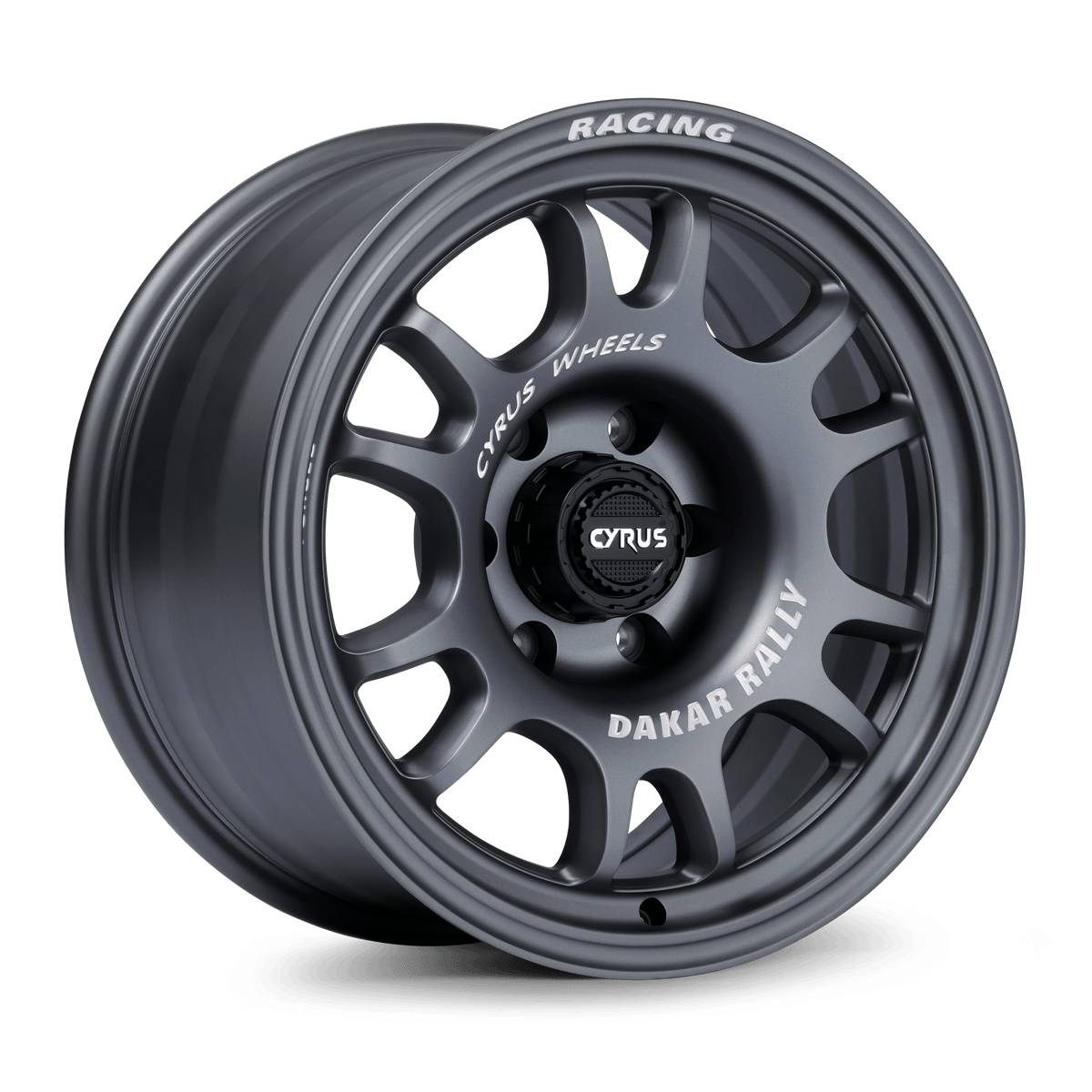 DAKAR RALLY - GUN METAL / WHITE LETTERING – CYRUS WHEELS